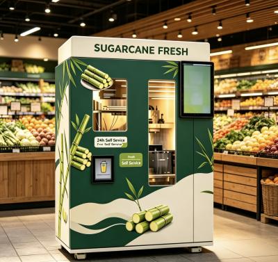 China 21.5 Inch LCD 2000Watts Power Automatic Sugarcane Juice Vending Machine with Self-Cleaning System for sale