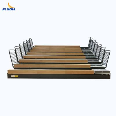 China New 4-10 Rows Retractable Bleacher Seating With  Wooden Bench And Customizable Height for sale