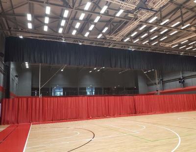 China High Strength Fireproof Fabric Dividing Curtain with Electric Control System for Indoor Outdoor Sport Areas for sale