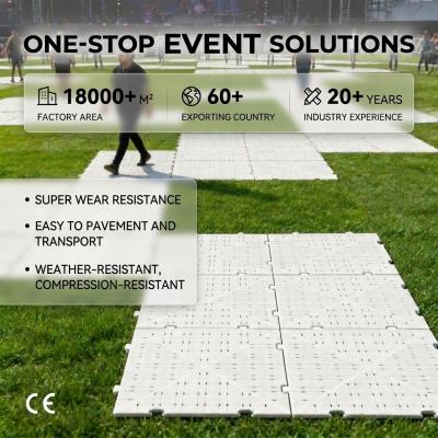 China Portable Event Flooring with 200tons/sqm Load Capacity, 5-Year Warranty, and Interlocking Design for Grass Protection for sale