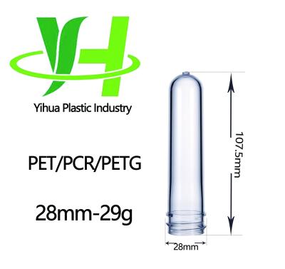 China 28mm 29g Plastic Preform Bottle Tubes Customized capacity 250ml 350ml for sale