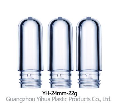 China 24mm 22g Short Neck PET Preform Hot Stamping Surface Handing for sale