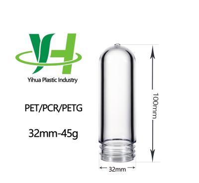 China 32mm Transparent PET Preform Bottle Short Embryonic Height 100mm for sale
