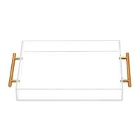 China High-Transparency Acrylic Tray with Solid Copper Handles - Waterproof & Stain-Resistant Decorative Storage Tray for sale