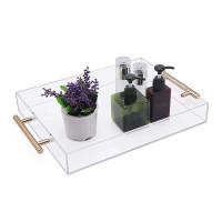 China High-Transparency Acrylic Tray with Solid Copper Handles - Waterproof & Stain-Resistant Decorative Storage Tray for sale