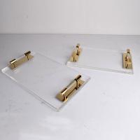 China High Transparent Round Acrylic Tray With Metal Handles, Decorative Serving Tray For Home & Hotel for sale