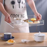 China High Transparent Round Acrylic Tray With Metal Handles, Decorative Serving Tray For Home & Hotel for sale