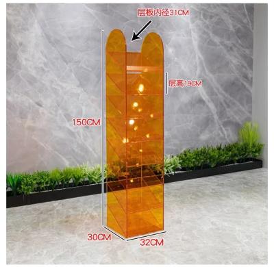 China Colorful Acrylic Magazine Display Rack Vertical Floor Standing Book Storage Shelf for sale