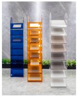 China Colorful Acrylic Magazine Display Rack Vertical Floor Standing Book Storage Shelf for sale