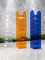 China Colorful Acrylic Magazine Display Rack Vertical Floor Standing Book Storage Shelf for sale