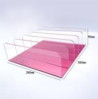 China 5 Tier Step Slanted Acrylic File Organizer with Pink Base, Layered A4 Document Paper Sorter Desk Storage Rack for sale