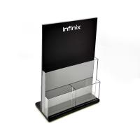 China Two-Tier Acrylic Brochure Display Stand, A4 Leaflet & Color Flyer Storage Rack for Countertops of Mobile Phone Stores and Business Halls for sale