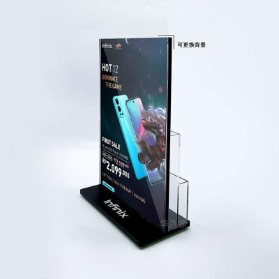China Two-Tier Acrylic Brochure Display Stand, A4 Leaflet & Color Flyer Storage Rack for Countertops of Mobile Phone Stores and Business Halls for sale
