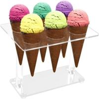 China Single-layer 6-hole acrylic ice cream stand for cross-border supply, cone waffle display rack for weddings and birthday parties for sale