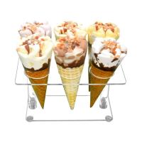 China Single-layer 6-hole acrylic ice cream stand for cross-border supply, cone waffle display rack for weddings and birthday parties for sale