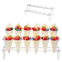 China Transparent Z-shaped acrylic ice cream cone holder, waffle cone display stand, dessert table decorative prop for sale