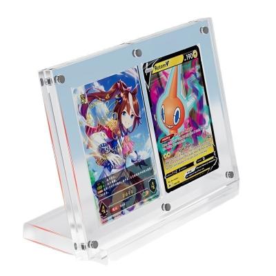 China Grid 3 Grid Magnetic Acrylic Card Display Brick, Clear Trading Card Display Stand for PTCG, Anime Collectible Cards for sale