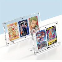 China Grid 3 Grid Magnetic Acrylic Card Display Brick, Clear Trading Card Display Stand for PTCG, Anime Collectible Cards for sale