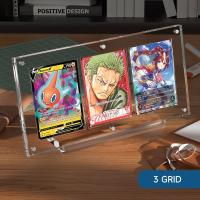 China Grid 3 Grid Magnetic Acrylic Card Display Brick, Clear Trading Card Display Stand for PTCG, Anime Collectible Cards for sale