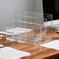 China Multi-layer transparent acrylic document rack, desktop office document sorting, storage and organizing shelf for office files for sale