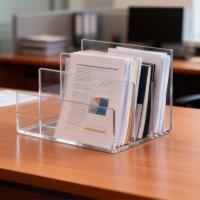 China Multi-layer transparent acrylic document rack, desktop office document sorting, storage and organizing shelf for office files for sale
