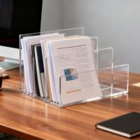 China Multi-layer transparent acrylic document rack, desktop office document sorting, storage and organizing shelf for office files for sale