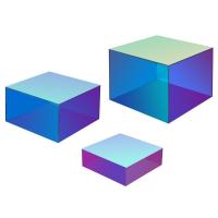 China Custom Colorful Acrylic 5-Sided Cross-Border Display Box with Hollow Base, for Perfume, Figurines and Dessert Display for sale