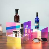 China Custom Colorful Acrylic 5-Sided Cross-Border Display Box with Hollow Base, for Perfume, Figurines and Dessert Display for sale