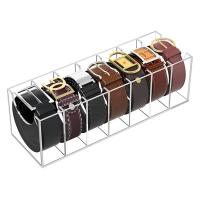 China Acrylic transparent belt organizer, compartmentalized storage box for men's ties and belts, storage container for wardrobe drawers for sale