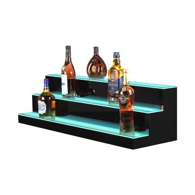 China 3-Tier Acrylic Wine Rack with LED Remote Control Lighted Wine Base, Bar & Nightclub Supplies, KTV Liquor Display Stand for sale