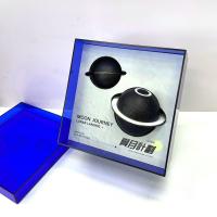 China Luxury Blue Acrylic Moon Planet Themed Mooncake Box, Creative Mid-Autumn Festival Transparent Acrylic Gift Packaging Box for sale