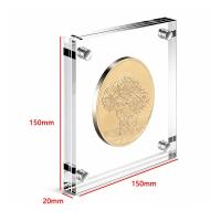 China High-transparency acrylic display frames for commemorative coins, dust-proof display cases for badges and gold coin collections, magnetic photo frame stands for sale