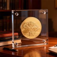 China High-transparency acrylic display frames for commemorative coins, dust-proof display cases for badges and gold coin collections, magnetic photo frame stands for sale