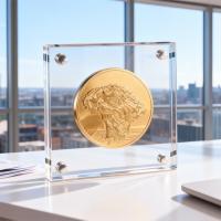 China High-transparency acrylic display frames for commemorative coins, dust-proof display cases for badges and gold coin collections, magnetic photo frame stands for sale