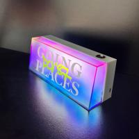 China Magnetic replaceable cover acrylic desktop mini light box, USB rechargeable business sign atmosphere lamp for bars for sale