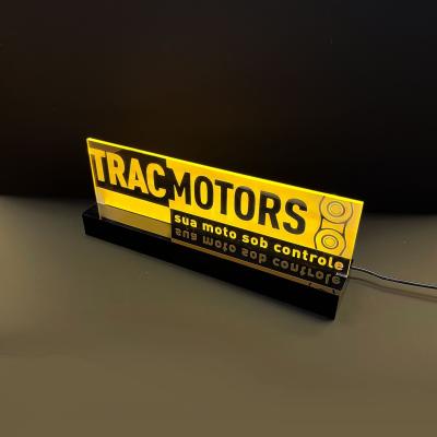 China Custom Illuminated Table Card Desktop Advertising Acrylic Logo Promotion LED Standee with USB Port for Indoor Display for sale