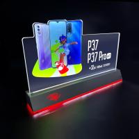 China Custom Illuminated Table Card Desktop Advertising Acrylic Logo Promotion LED Standee with USB Port for Indoor Display for sale