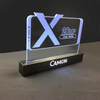 China Custom Illuminated Table Card Desktop Advertising Acrylic Logo Promotion LED Standee with USB Port for Indoor Display for sale
