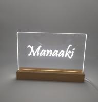 China Custom Illuminated Table Card Desktop Advertising Acrylic Logo Promotion LED Standee with USB Port for Indoor Display for sale