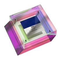 China Cross-border Special Color Acrylic Photo Frame Stand, Square 4-inch Double-sided Display Frame for Postcards & Ticket Stubs for sale