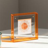 China Cross-border Special Color Acrylic Photo Frame Stand, Square 4-inch Double-sided Display Frame for Postcards & Ticket Stubs for sale