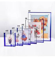 China Cross-border Special Color Acrylic Photo Frame Stand, Square 4-inch Double-sided Display Frame for Postcards & Ticket Stubs for sale