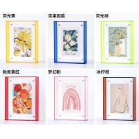 China Cross-border Special Color Acrylic Photo Frame Stand, Square 4-inch Double-sided Display Frame for Postcards & Ticket Stubs for sale