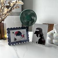 China Colorful Wavy Acrylic Photo Frame Stand, Transparent Magnetic Decorative Frame for Displaying Polaroid Photos and Postcards for sale
