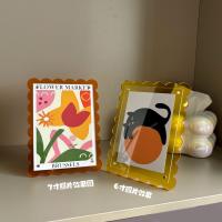 China Colorful Wavy Acrylic Photo Frame Stand, Transparent Magnetic Decorative Frame for Displaying Polaroid Photos and Postcards for sale