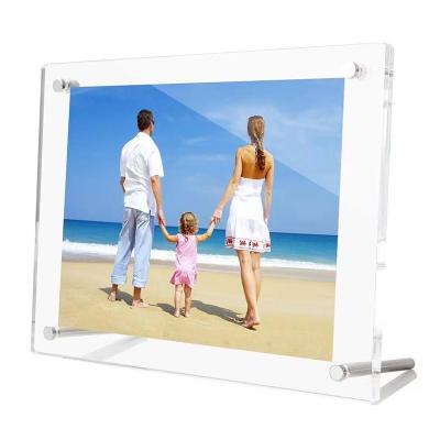 China Cross-border acrylic magnetic photo frames, strong magnetic A4 wedding photo plexiglass frames, acrylic crystal photo frames for sale