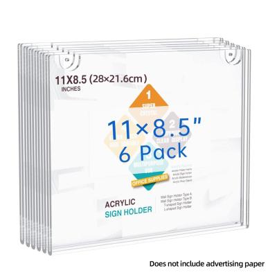 China Horizontal Wall-Mounted Transparent Acrylic Sign Holders with Screws for Wall Installation, Poster Display Frames, 8.511 inch and 57 inch for sale