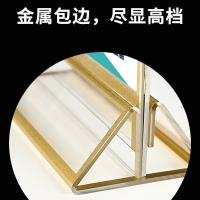 China Pull-out transparent table tent with acrylic gold border for Amazon cross-border desktop advertisement display, used for menus and price lists for sale