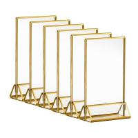 China Pull-out transparent table tent with acrylic gold border for Amazon cross-border desktop advertisement display, used for menus and price lists for sale