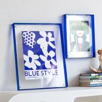 China Ins-style acrylic photo frame stand, transparent & colorful square picture frame, DIY photo and poster mounting frame for wall hanging for sale